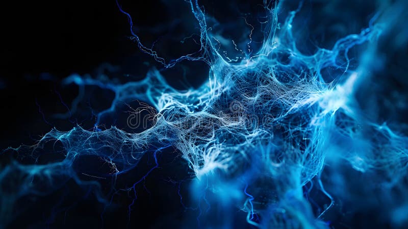 Dynamic Electric Blue Neural Network Pattern on a Dark Background ...
