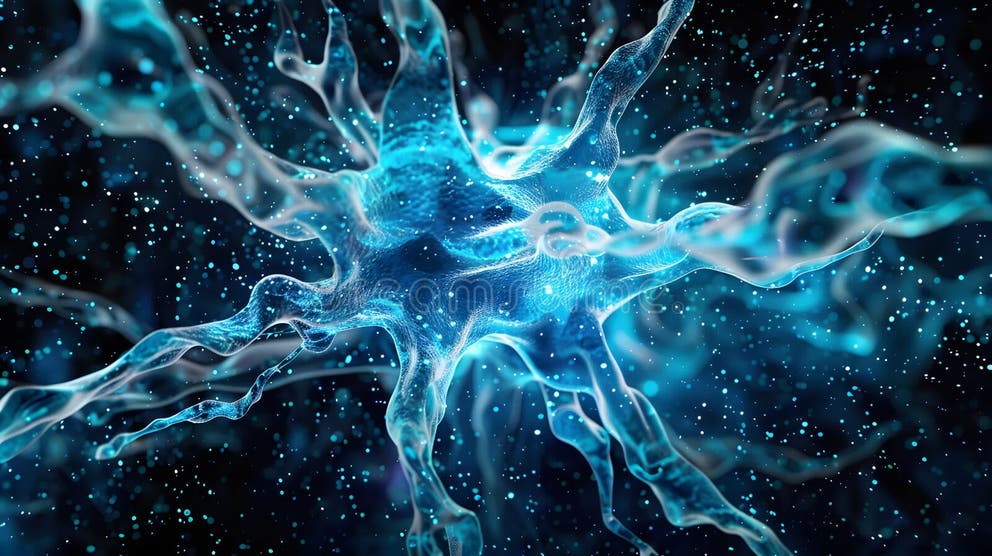 Dynamic Electric Blue Neural Network Pattern on a Dark Background ...