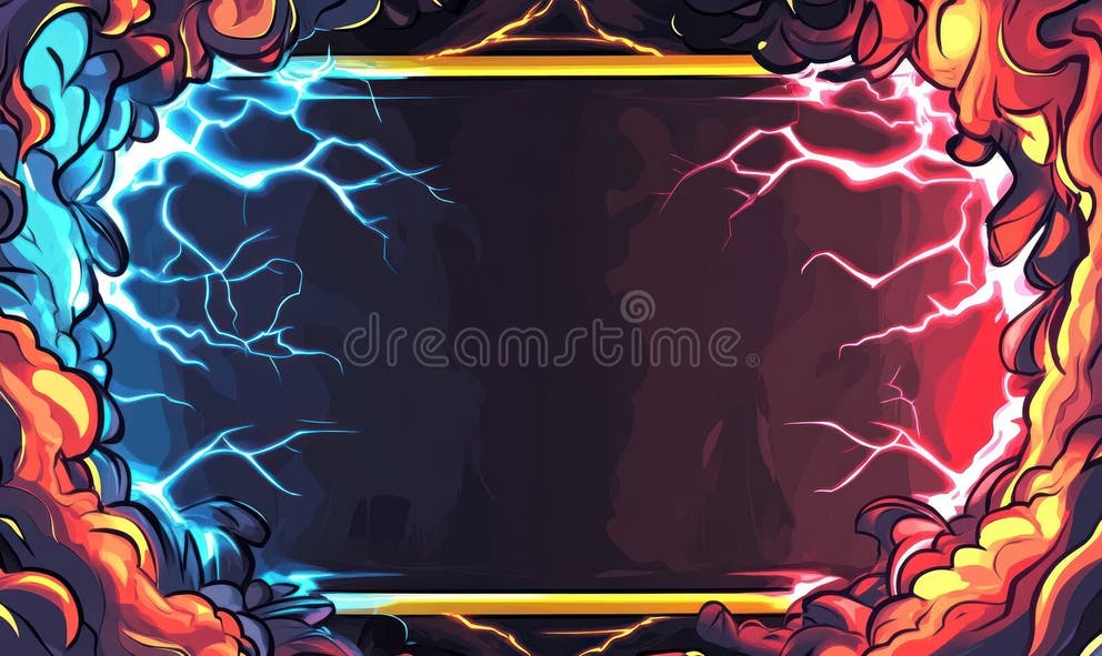 Dynamic Electric Blue and Red Lightning Border with Copy Space Stock ...