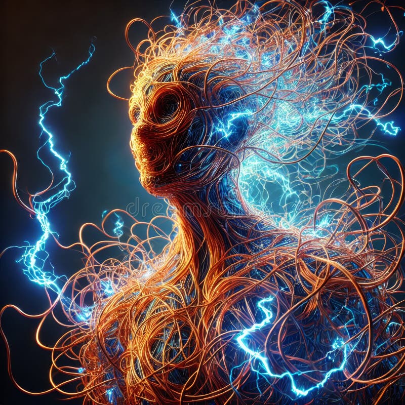 Dynamic Electric Human Made of Wire Stock Illustration - Illustration ...