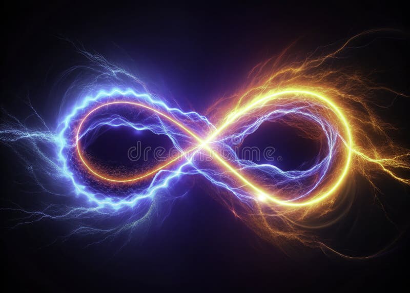 Dynamic Electric Lightning Bolt Infinity Logo Design a Macro CloseUp of ...