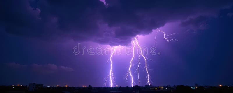 Dynamic Electric Lightning Bolts Crackle Against a Dramatic, Dark Night ...