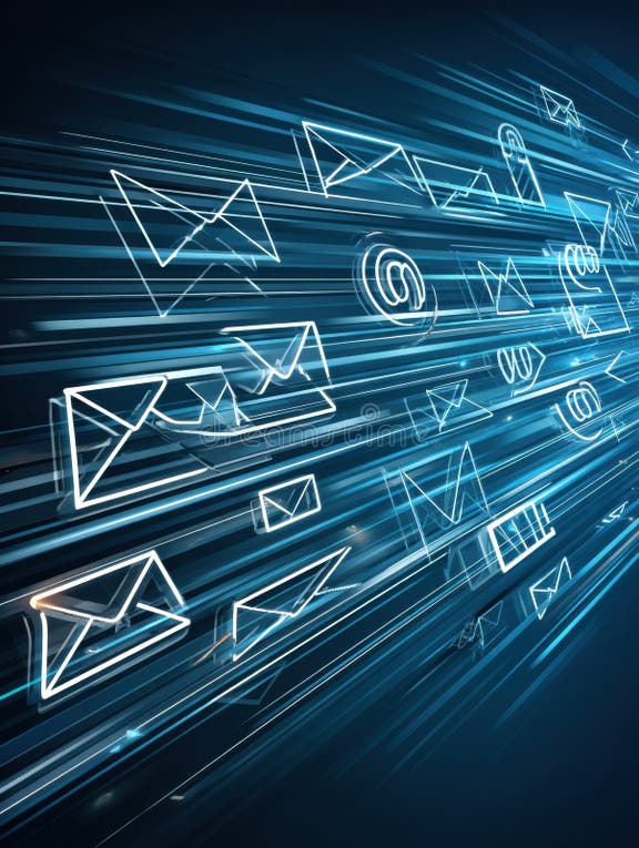 Dynamic Email Icons and Communication Lines Create a Virtual Network in ...