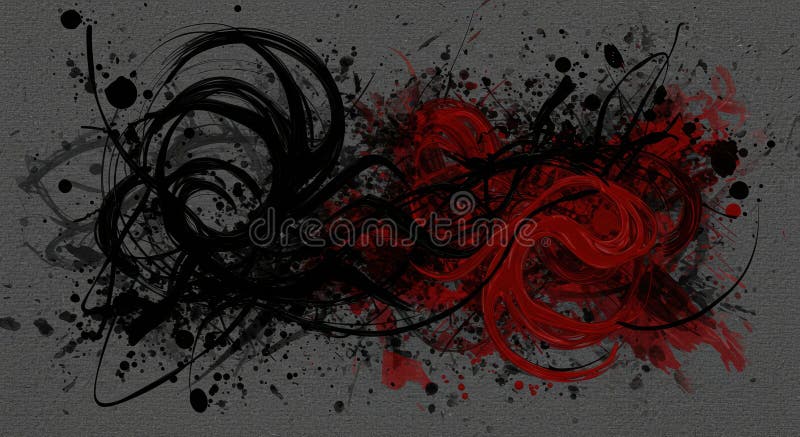 Dynamic Emo Abstract Art Background with Bold Red and Black Swirls on ...