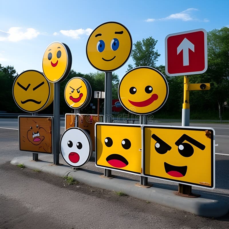 Dynamic Emoji Signs Attracting Attention on the Streets Stock ...