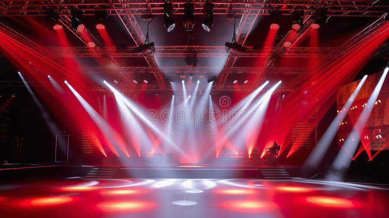 Dynamic Empty Stage with Modern Red Lighting Ready for Performance ...