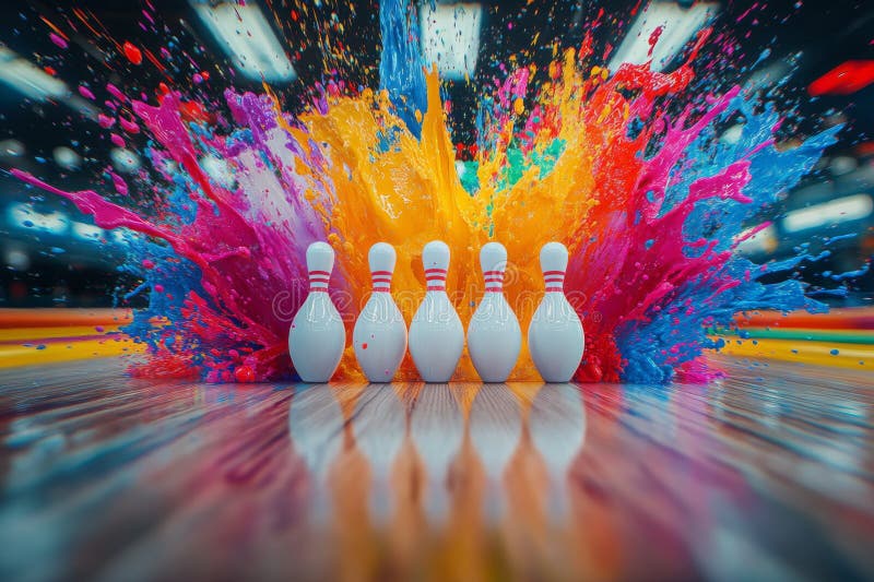 Vibrant Paint Splash Bowling Pins Stock Illustration - Illustration of ...