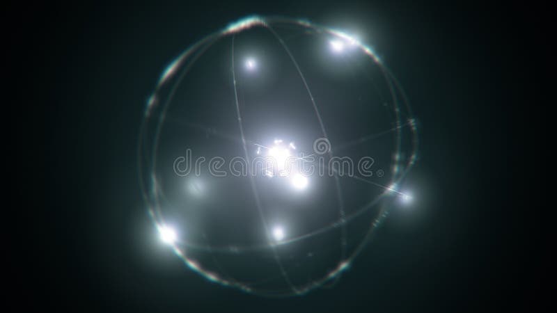 Model of Dynamic Energetic Atomic Nucleus and Electrons Red Stock ...