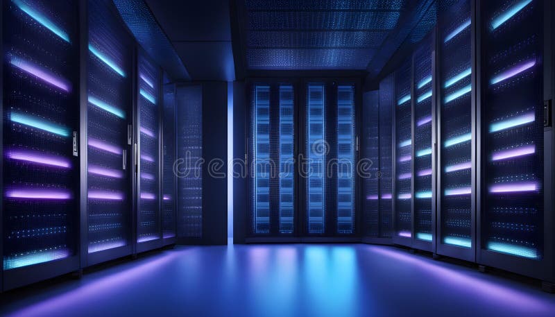 A Dynamic and Energetic Image Showcasing a Server Rack Filled with High ...