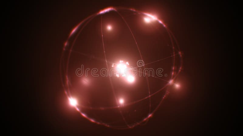 Model of Dynamic Energetic Atomic Nucleus and Electrons Red Stock ...