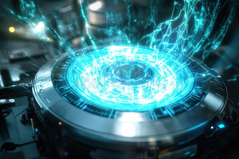 Dynamic Energy Core Emitting Electric Blue Sparks in a Futuristic ...