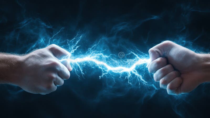 Be Electrific Day Dynamic Energy Exchange between Hands with Blue ...