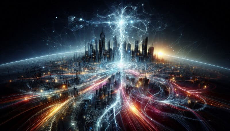 Dynamic Energy Flow in Electric Systems Background Stock Illustration ...