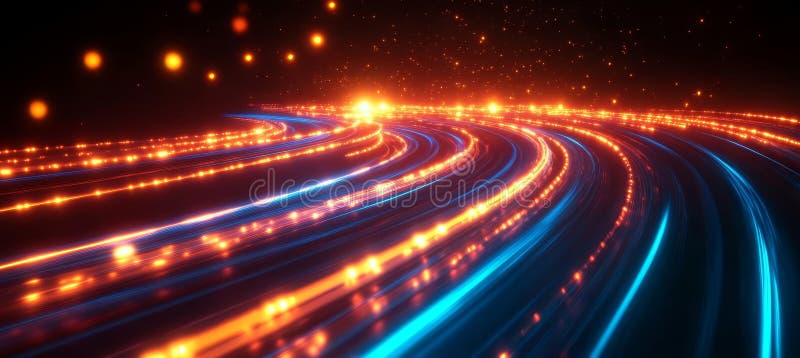 Dynamic Energy Flow Simulation with Curving Light Trails and Motion Elements for Digital ...