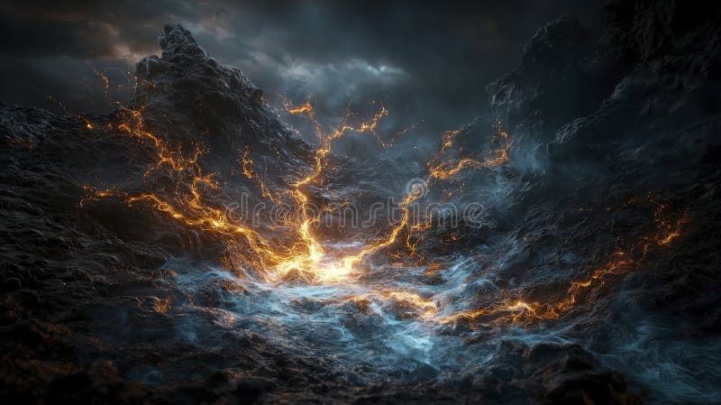 Dynamic Energy Flow Transformative Landscape Nature Scene Volcanic ...