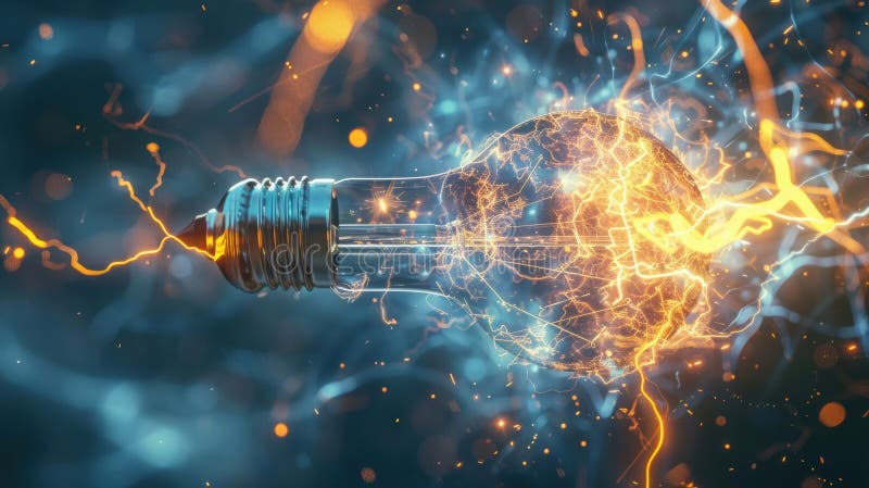 Dynamic Energy Power Concept with Electric Sparks and Glowing Light ...