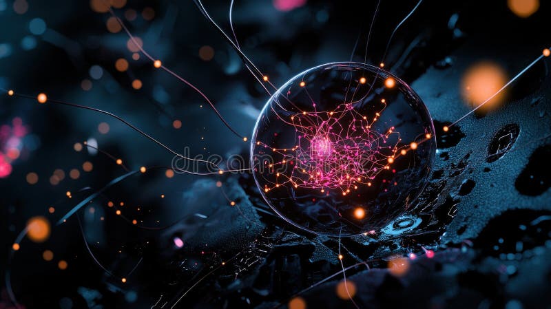 Dynamic Energy Sphere in a Dark Setting Abstract Art Technology ...