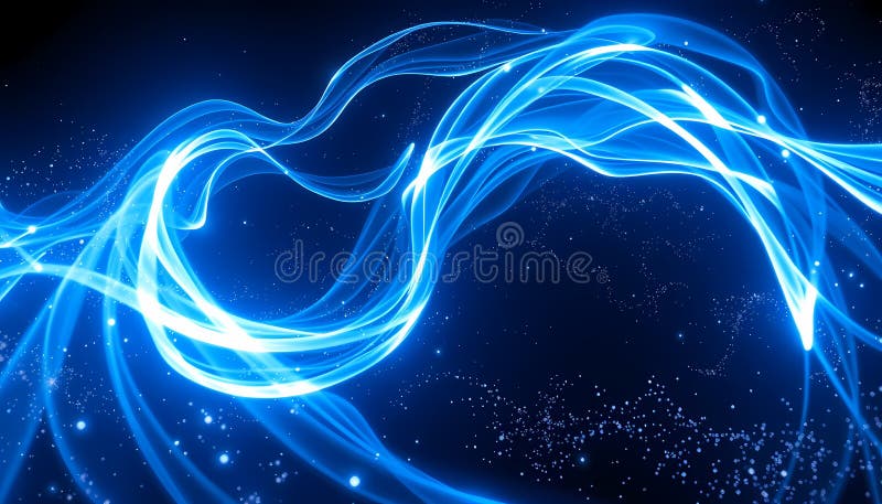Dynamic Energy Waves Blue White Flowing through Dark Abstract Space ...
