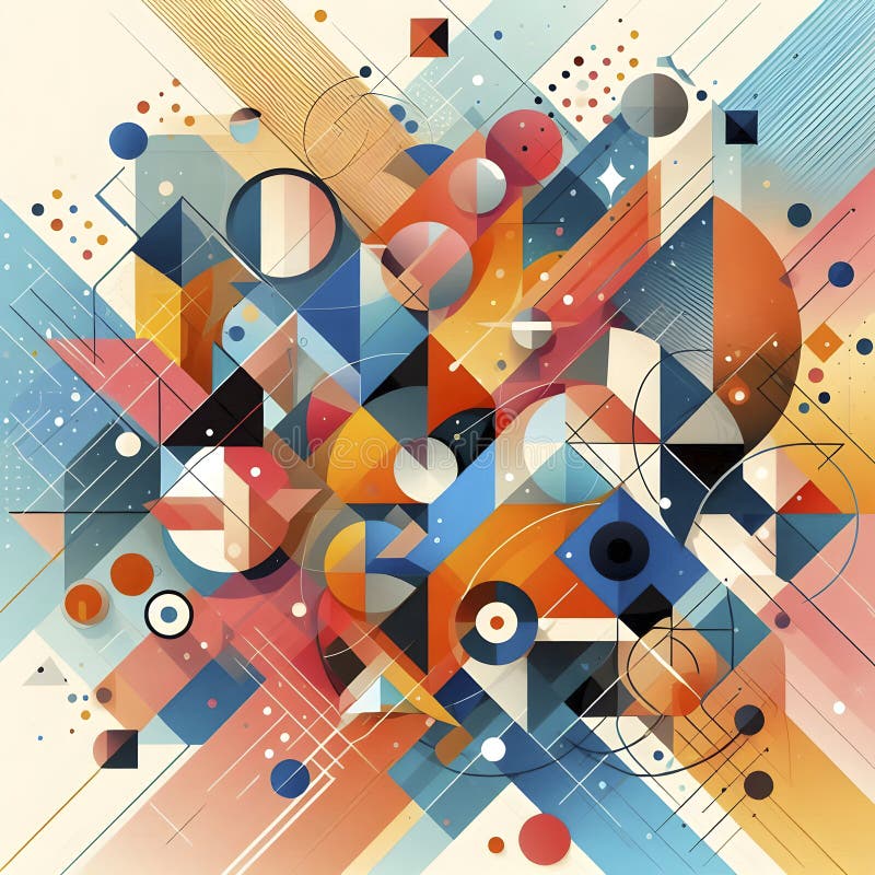 Dynamic and Engaging Abstract Composition with a Vibrant Arrangement of Geometric Shapes Stock ...
