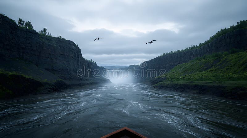 Dynamic and Epic Landscape Scene with Flowing River Surrounded by Cliff ...