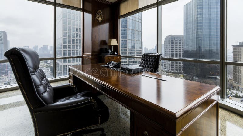 Dynamic Executive Workspace with City View Modern Office High-rise ...