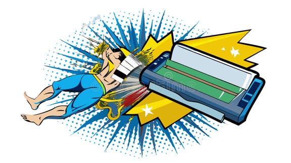 Dynamic Exploding Printer with Dramatic Comic Burst, Vector Design ...