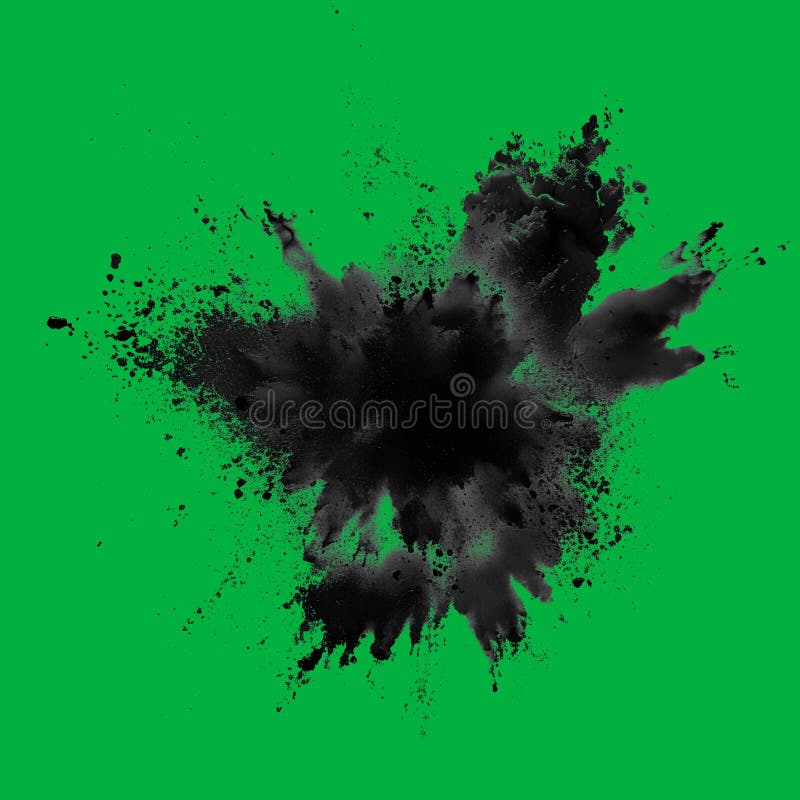 Dynamic Explosion of Black Powder Against Green Screen Chromakey ...