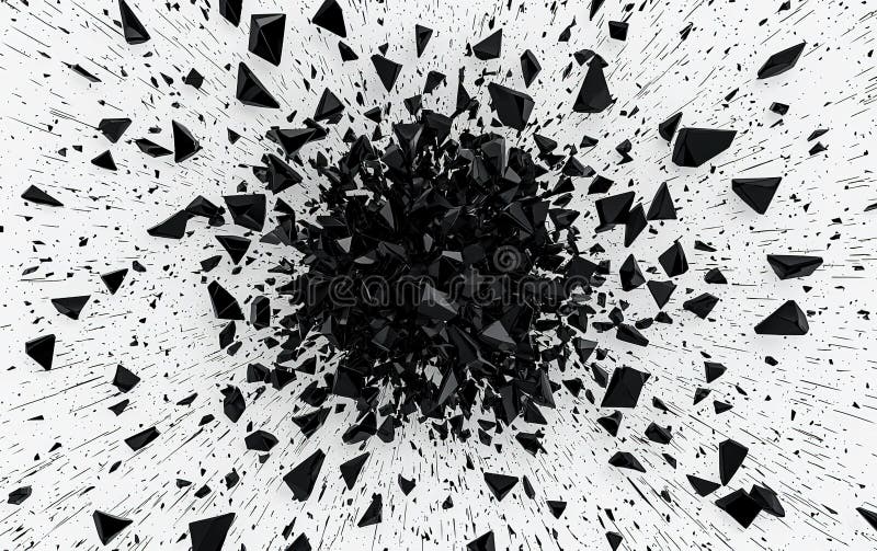 Dynamic Explosion of Black Shards Dispersing in All Directions Against ...