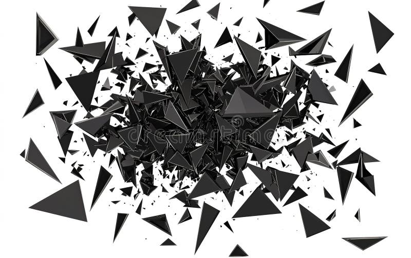 Dynamic Explosion of Black Triangles in an Abstract Design, Creating an ...