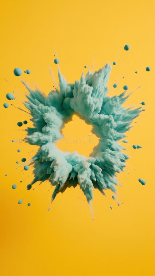 Dynamic Explosion of Blue Paint Splash on Vibrant Yellow Background in ...