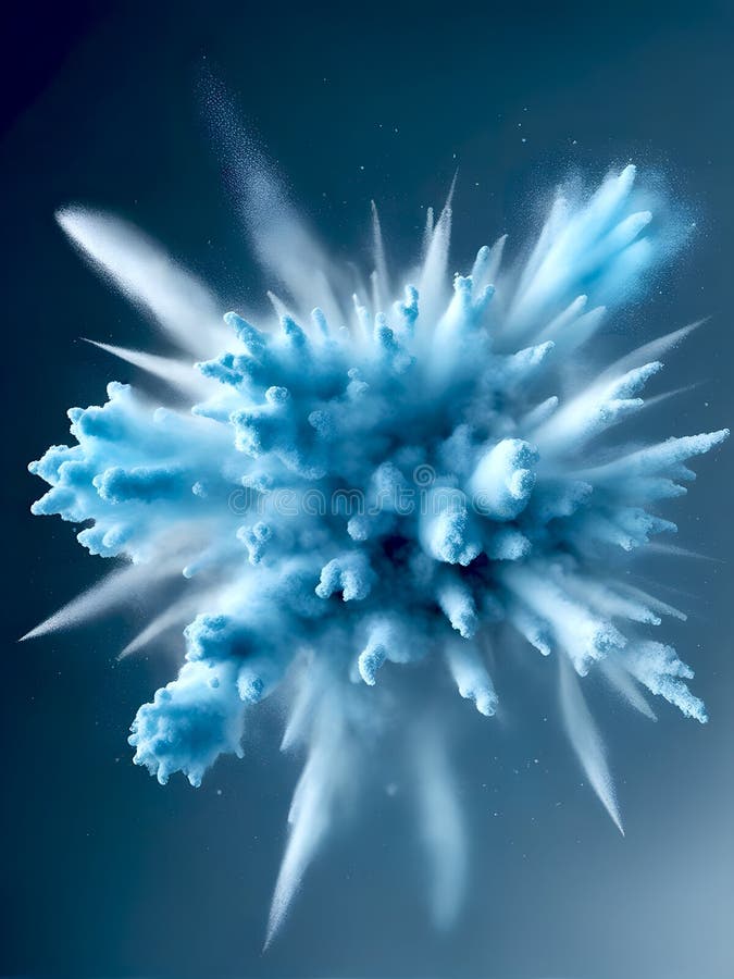 A Dynamic Explosion of Blue Powder Particles Creating a Vibrant Burst ...