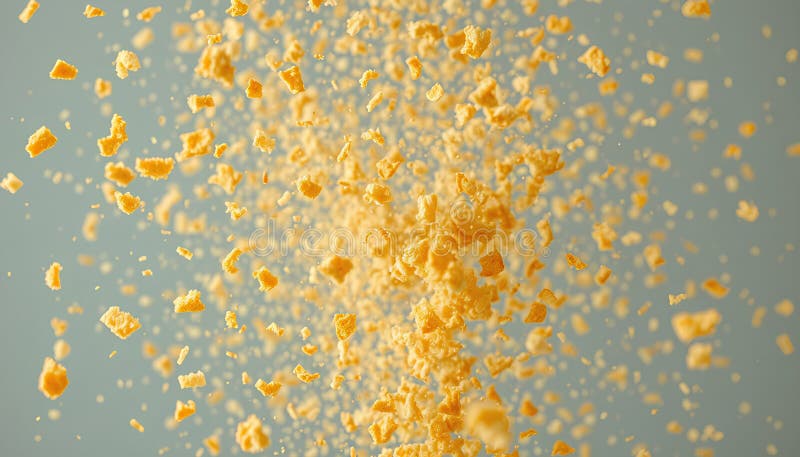 Dynamic Explosion of Bread Crumbs, Captured in Slow Motion, Creating an ...