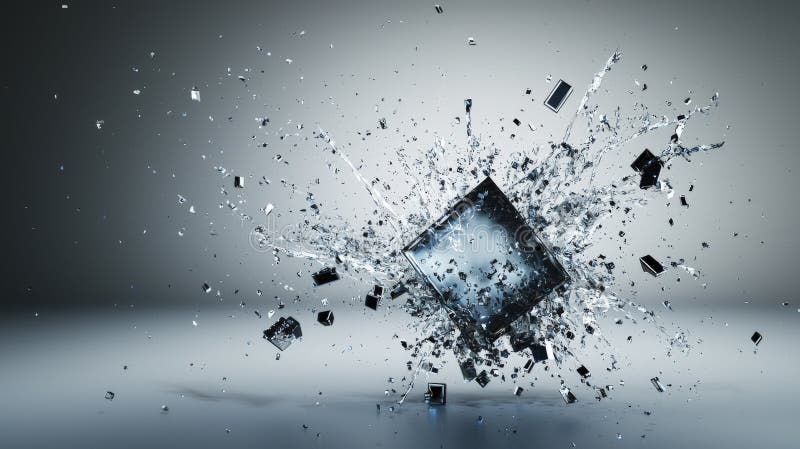 Dynamic Explosion of a Breaking Cube Studio Setting 3d Artwork ...