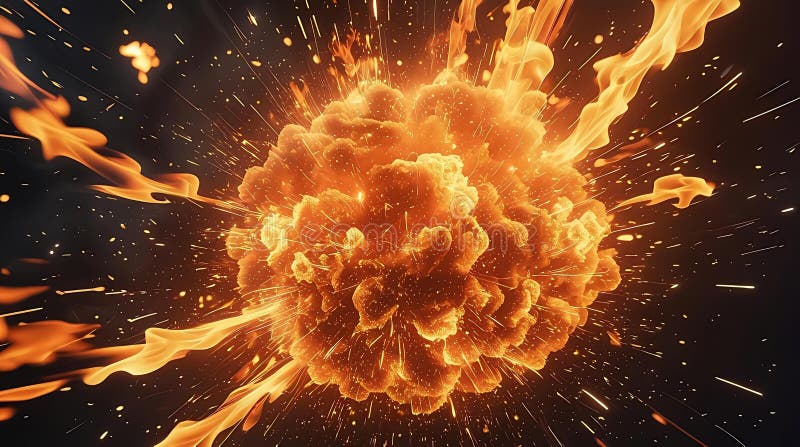 Explosive Fiery Particle Burst with Glowing Embers and Dynamic Motion ...