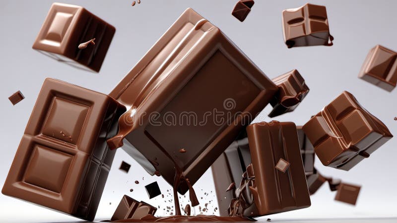 Dynamic Explosion of Chocolate Bars with Melting Chunks and Splashes ...