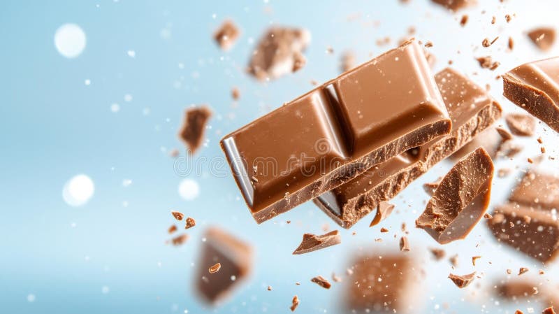 Dynamic Explosion of Chocolate Pieces in Mid-Air Stock Illustration ...