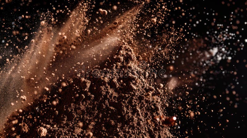 Explosive Cocoa Powder Burst on Black Background Stock Illustration ...