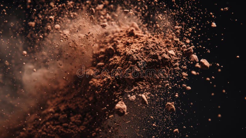 Explosive Cocoa Powder Burst on Black Background Stock Illustration ...