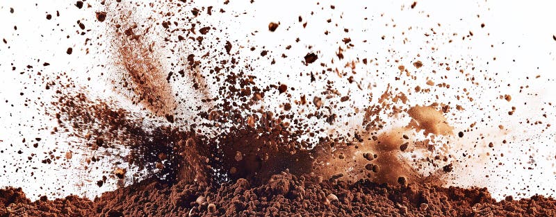 Dynamic Explosion of Coffee Beans, White Background Stock Illustration ...
