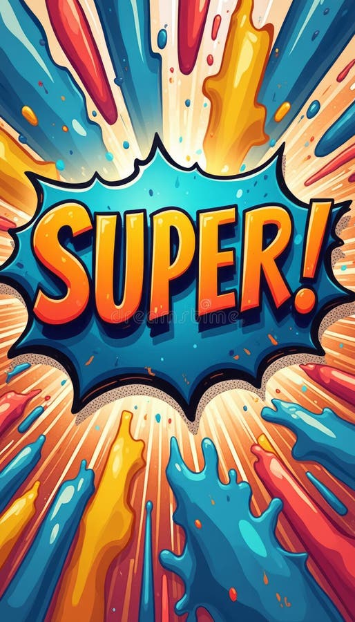 Dynamic Explosion of Color with the Word SUPER in Bold Letters Stock ...