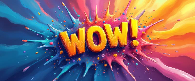 Dynamic Explosion of Color with the Word WOW in Bold Letters Stock ...
