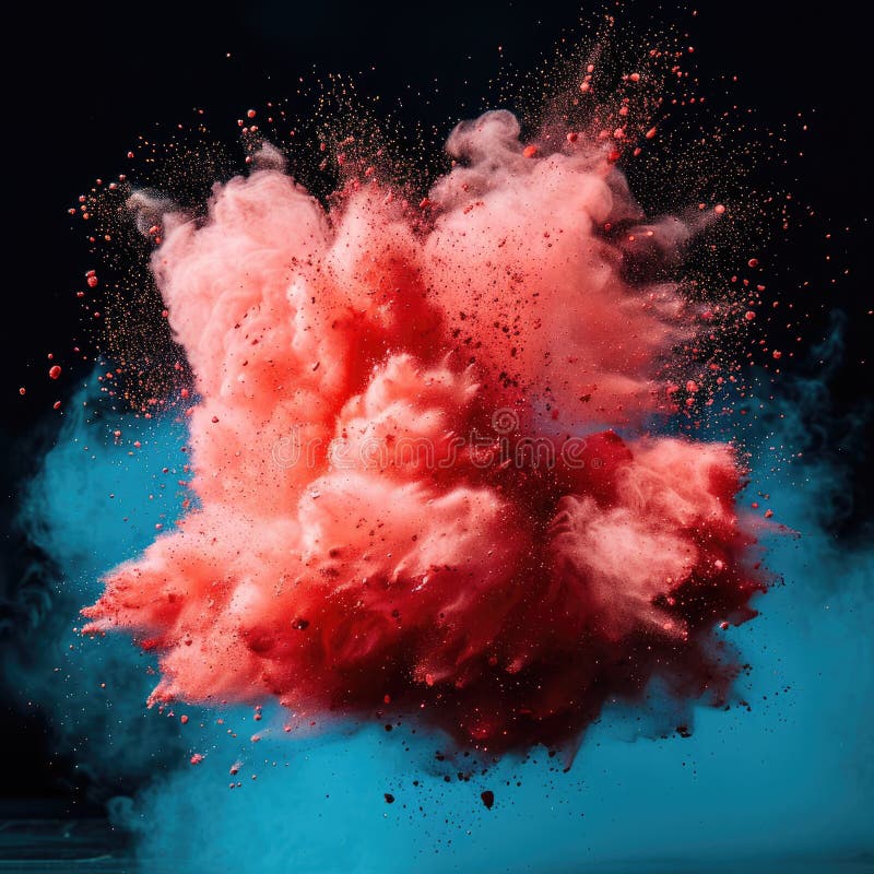 Dynamic Explosion of Colored Powder Creates Vibrant Chaos in Dark ...