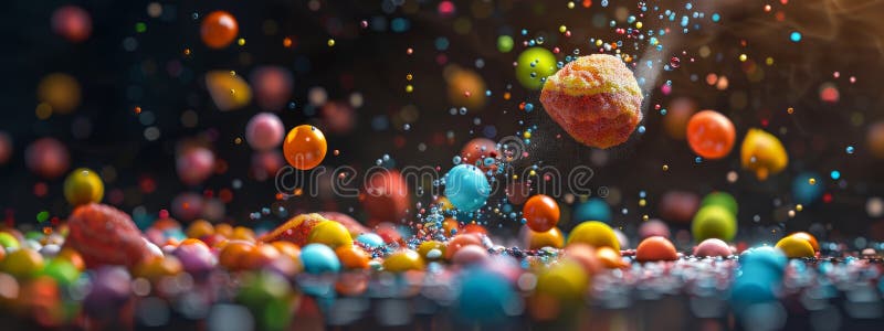 Dynamic Explosion of Colorful Candies in Mid-air Stock Image - Image of ...