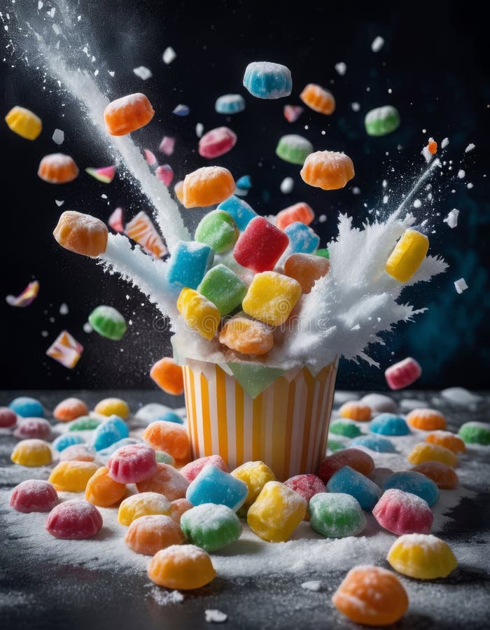 Dynamic Explosion of Colorful Candies Stock Image - Image of generated ...