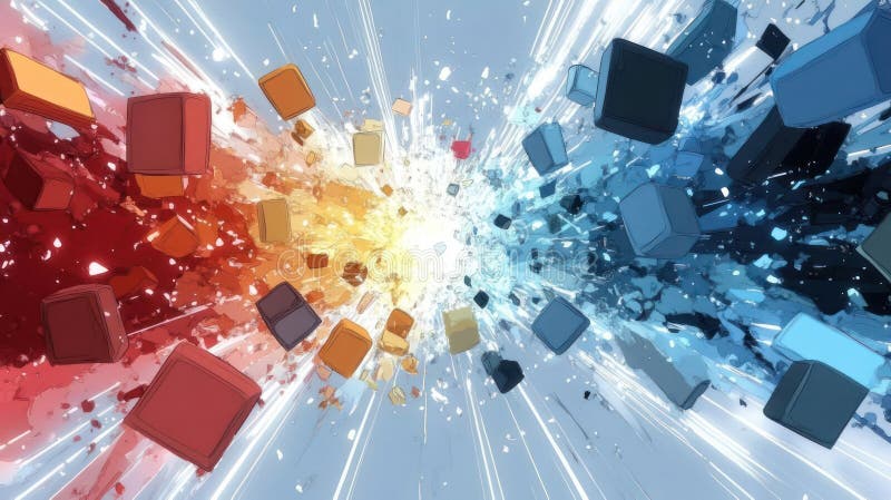 A Dynamic Explosion of Colorful Cubes Radiating Outward, Creating a ...