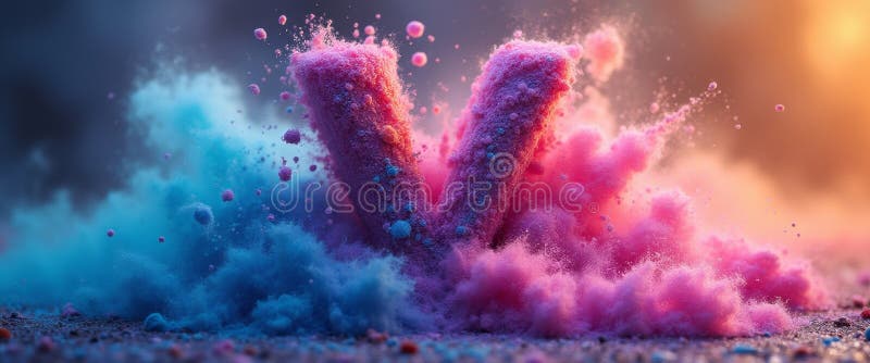 Dynamic Explosion of Colorful Powder Forming the Letter V Stock Photo ...
