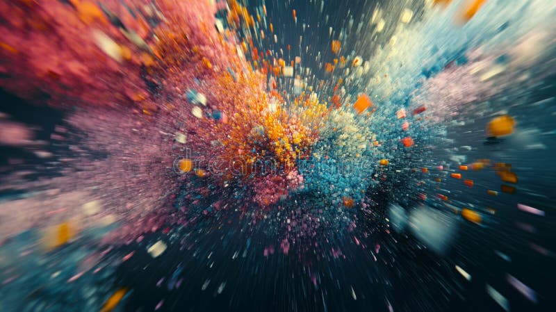Dynamic Explosion of Colorful Powder Particles in Motion Stock ...
