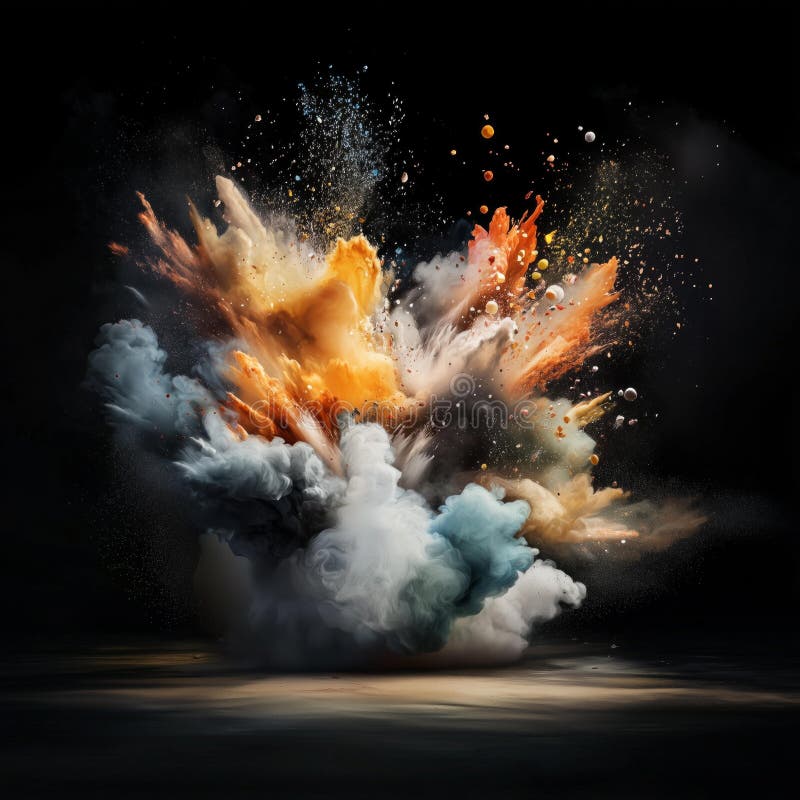 Dynamic Explosion of Colorful Smoke and Particles in Motion Stock Image ...