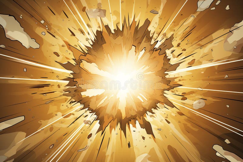 Dynamic Explosion with Debris and Light in a Dramatic Orange Background ...