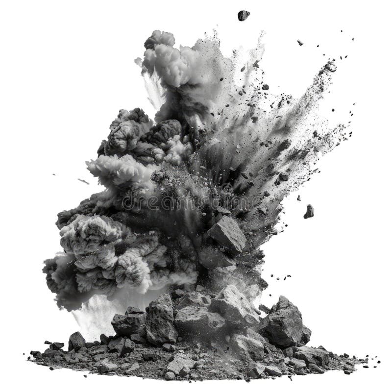 Dynamic Explosion with Debris on Transparent Background Stock Photo ...